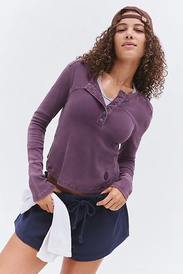 Free People Cool Down Solid Crew - Blackberry