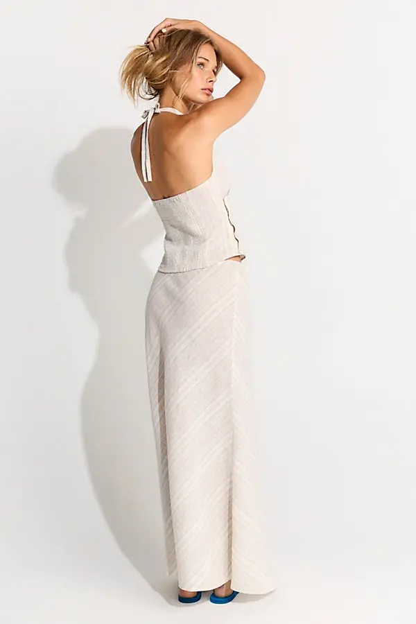 Free People Cotton-linen Halter Top And Column Skirt Set