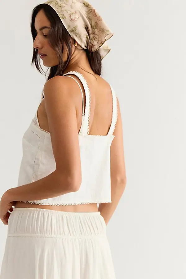 Free People Nora Embroidered Top - White