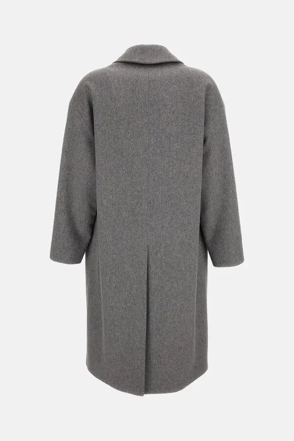 Alberto Biani Medium Length Double-breasted Wool Coat - Grey