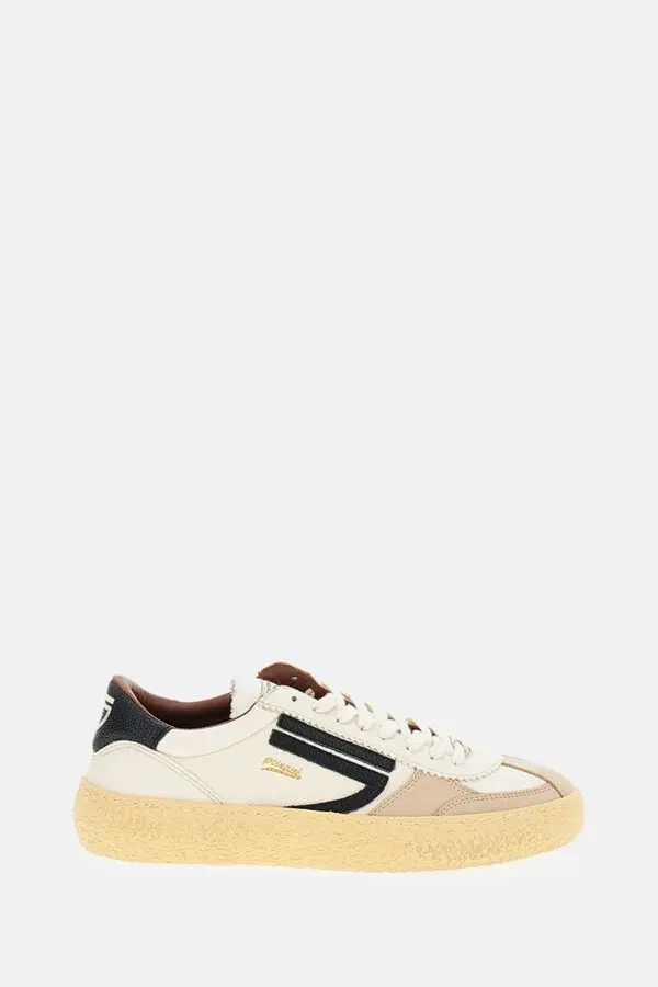 PURAAI Vintage Sneakers In Vegan Leather With Contrast Stitching - Bianco