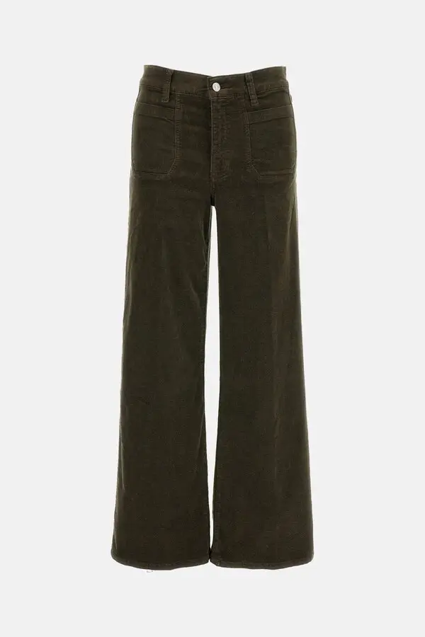 FRAME Velvet Pants: Le Slim Palazzo Modernist Pocket - Green