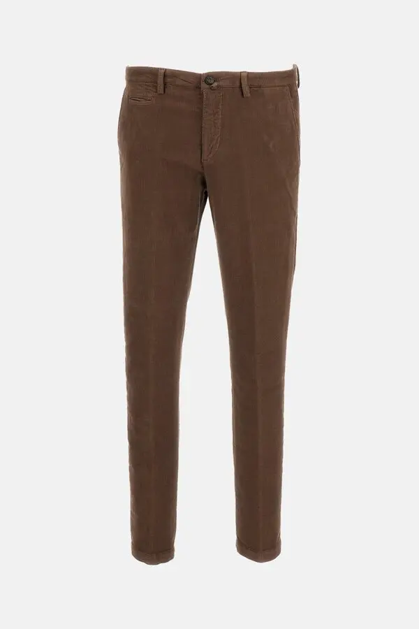 BRIGLIA 1949 Slim Cut Twill Moleskin Finish Trousers