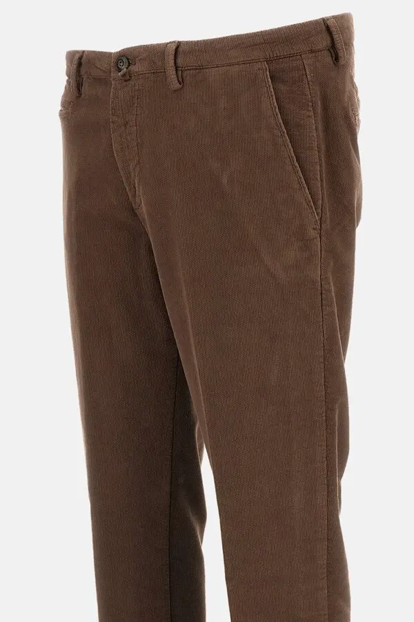 BRIGLIA 1949 Slim Cut Twill Moleskin Finish Trousers
