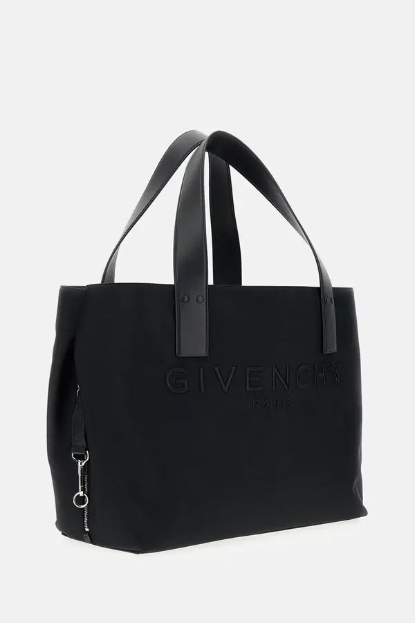 Givenchy Canvas Tote Bag With Leather Handles - Nero