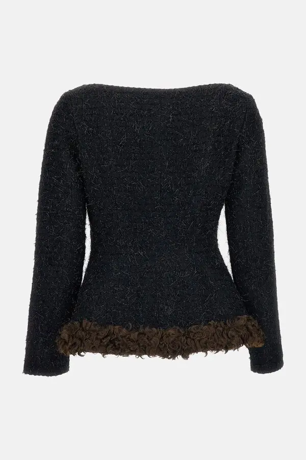 Simone Rocha Sculpted Faux Fur Trimmed Jacket - Nero