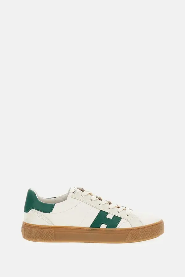 Hogan Lace Up Leather And Suede Sneakers - White