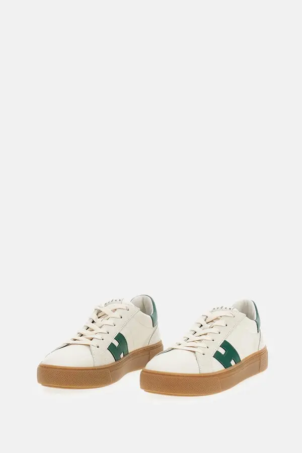 Hogan Lace Up Leather And Suede Sneakers