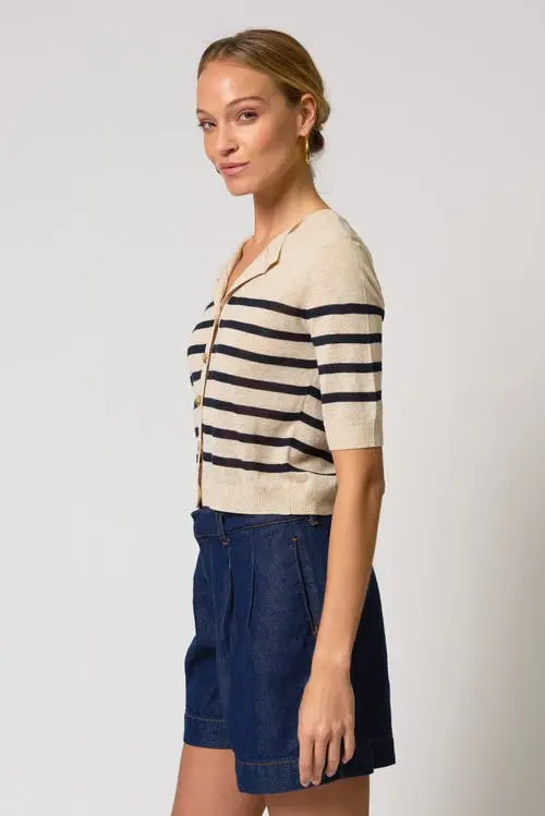 Central Park West Striped Sheer Cardigan
