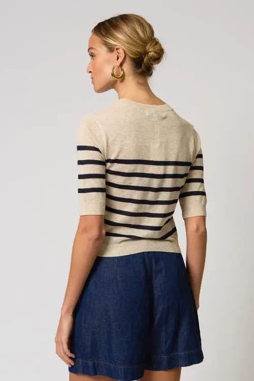 Central Park West Striped Sheer Cardigan