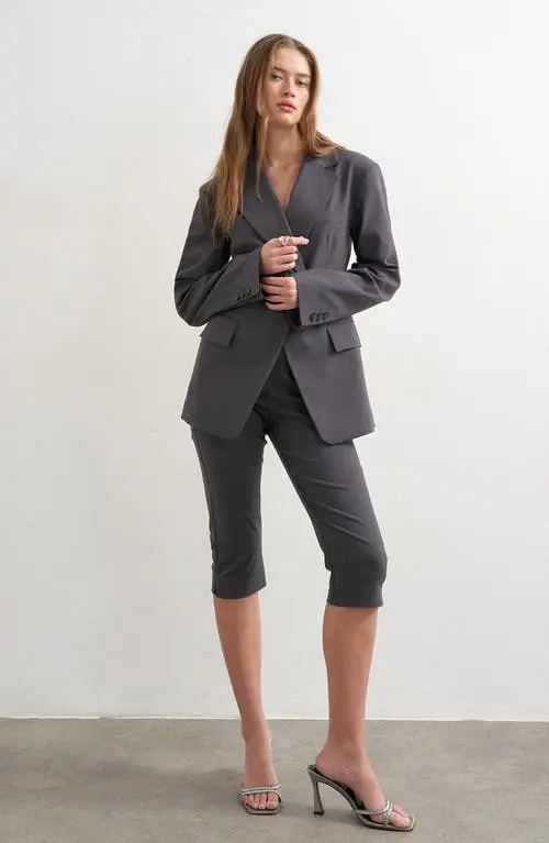 Topshop Bengaline Capri Pants - Charcoal