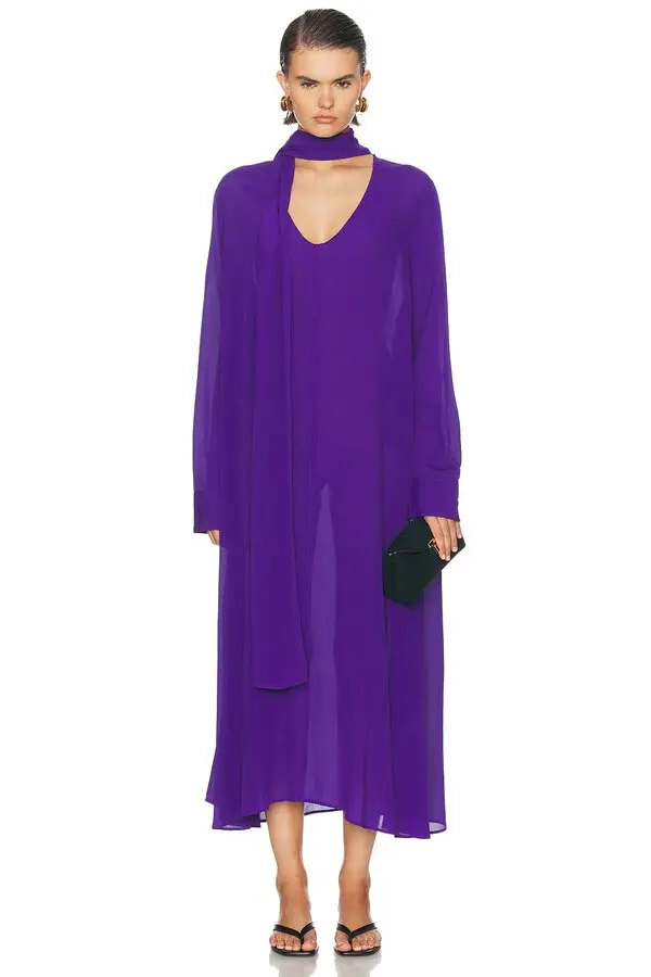 TOTEME Rounded Neckline Dress In Purple - Amethyst