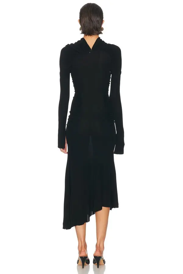 Victoria Beckham Long Sleeve Gathered Dress - Black