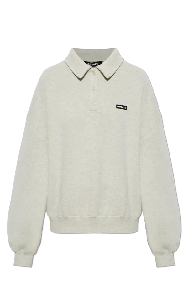 ROTATE BY BIRGER CHRISTENSEN Polo Shirt With Logo Patch - Grey