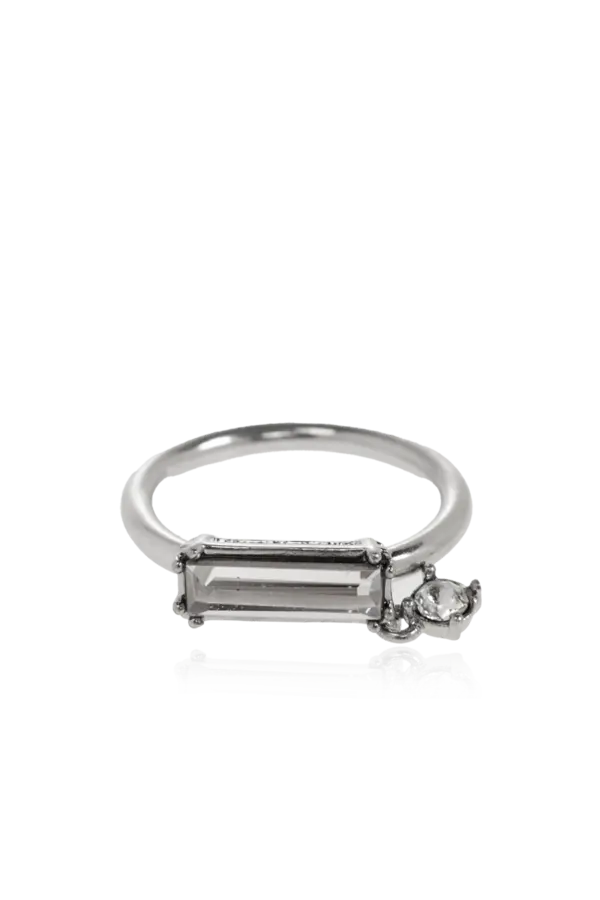 JIL SANDER Ring With Shimmering Crystals - Silver