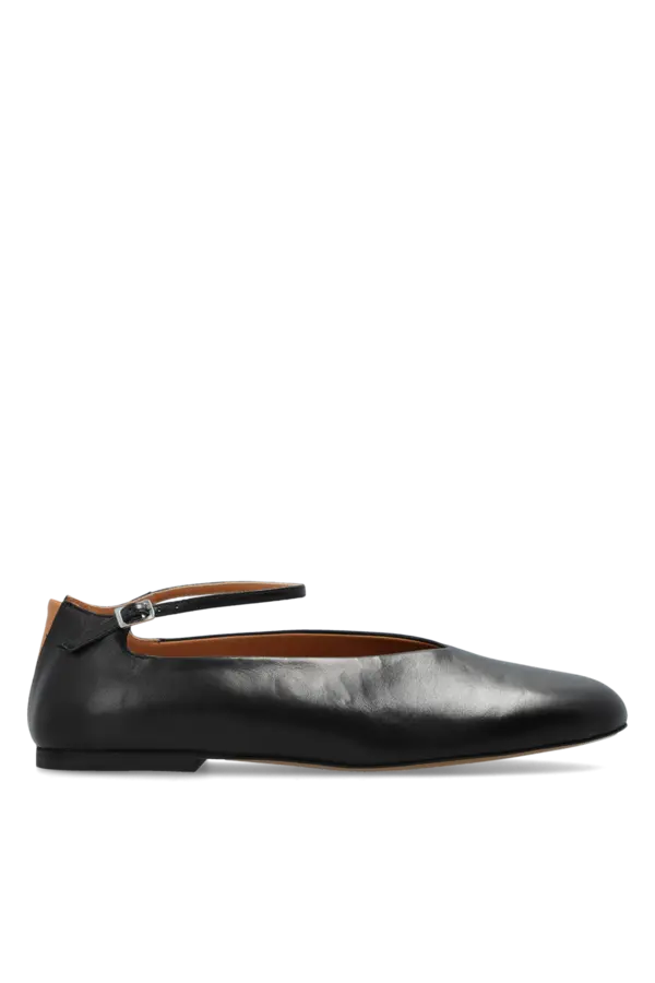JIL SANDER Leather Ballet Flats - Black