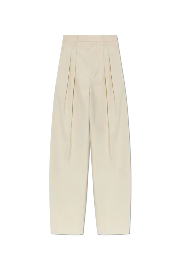 Bottega Veneta Wool Trousers With A Pinstripe Pattern - Beige