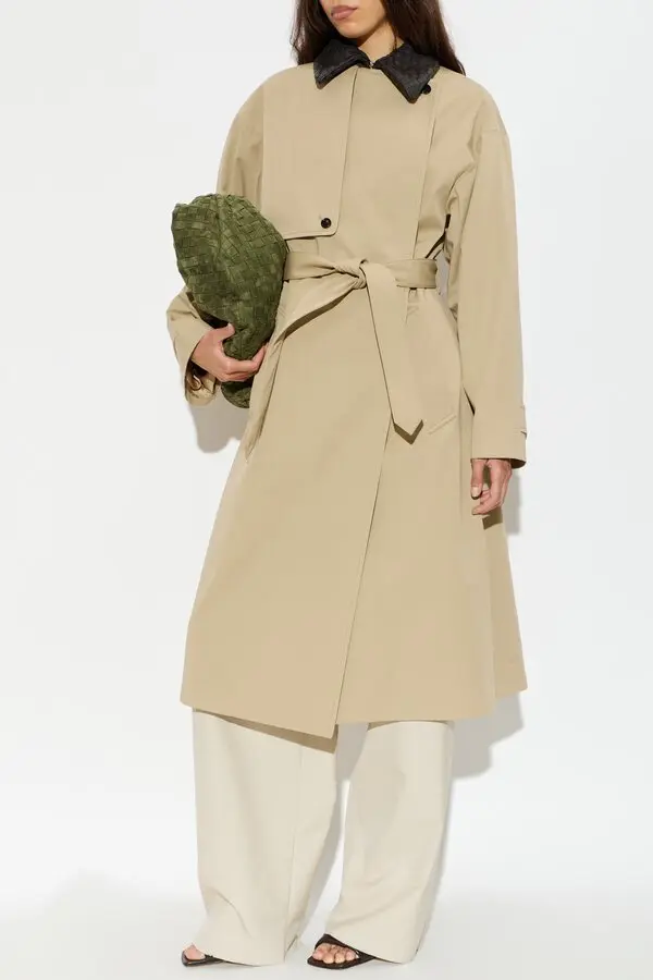 Bottega Veneta Trench Coat With Leather Collar
