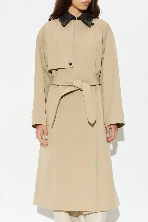 Bottega Veneta Trench Coat With Leather Collar
