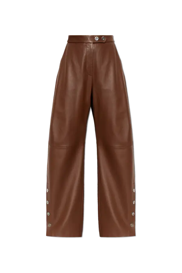Sportmax Cinepresa’ Leather Pants - Brown