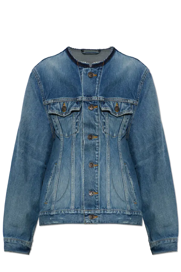Balenciaga Denim Jacket With Raw-edge Finish - Blue