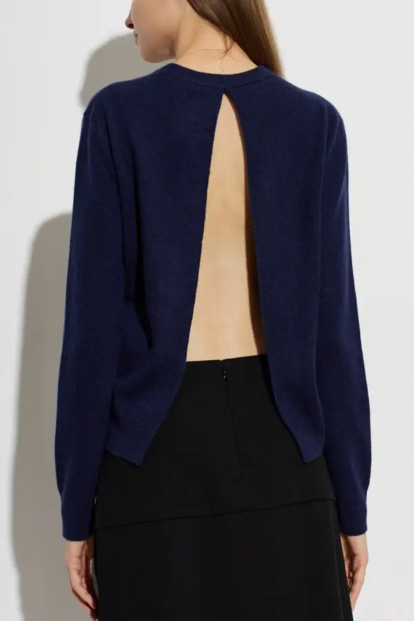 JIL SANDER Blue Cashmere Sweater With Open Back