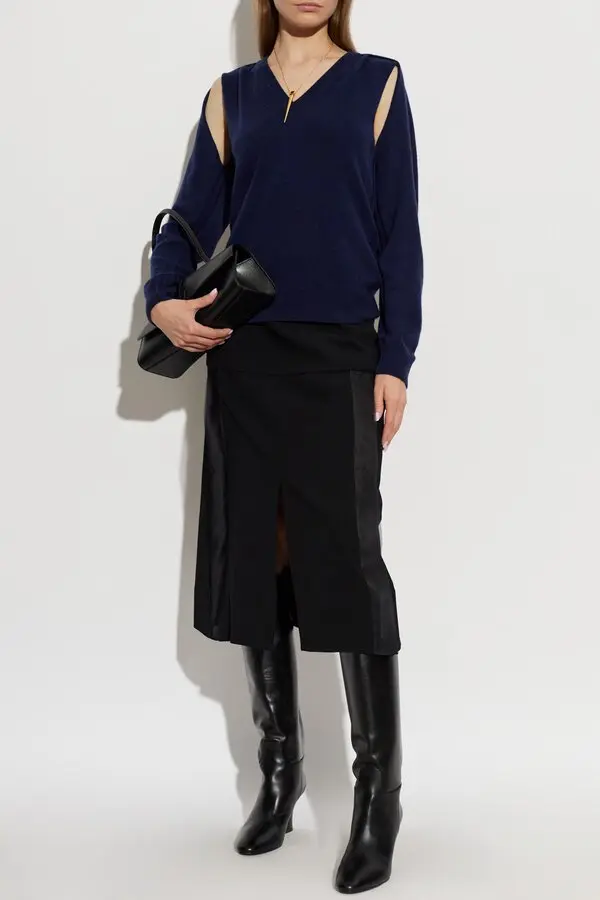 JIL SANDER Blue Cashmere Sweater With Slits