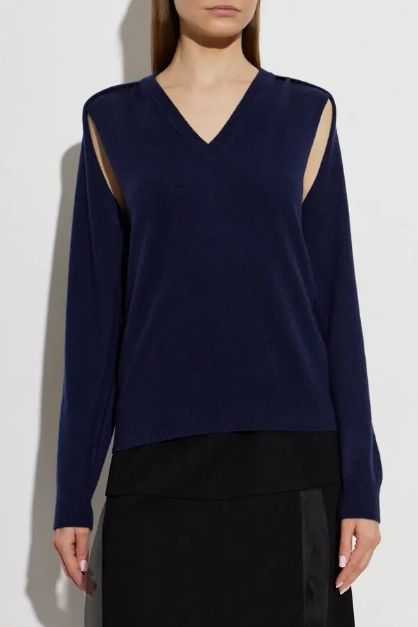 JIL SANDER Blue Cashmere Sweater With Slits