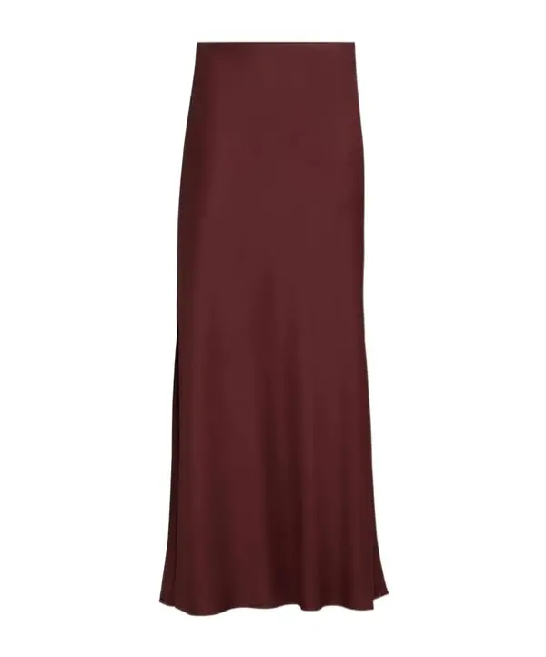 Brunello Cucinelli Satin Cady Fluid Bias-cut Skirt - Wine