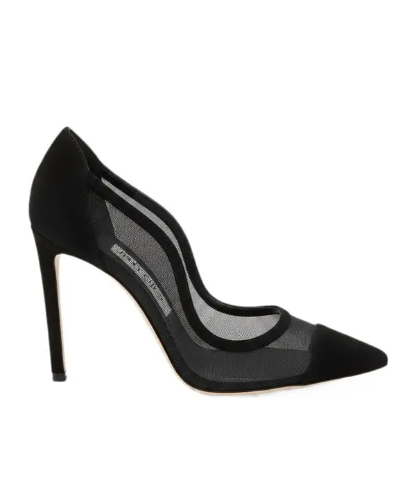 JIMMY CHOO Brigitte Mesh-panel Suede Heeled Pumps - Black
