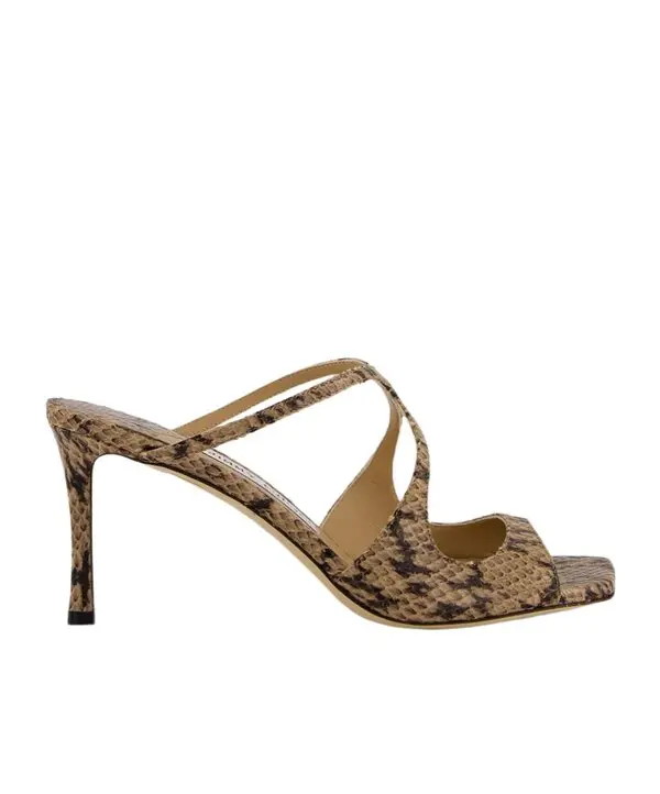 JIMMY CHOO Anise Snake-effect Leather Sandals - Chestnut Brown