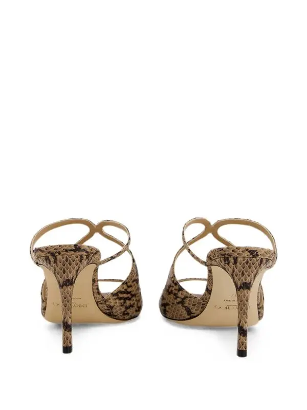 JIMMY CHOO Anise Snake-effect Leather Sandals - Chestnut Brown