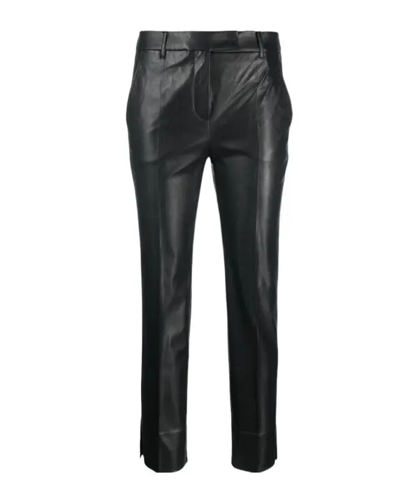Incotex Slim-cut Faux-leather Trousers - Black