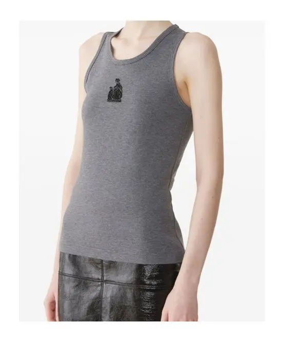 LANVIN Mother And Daughter Embroidered Tank Top - Dark Grey Blend