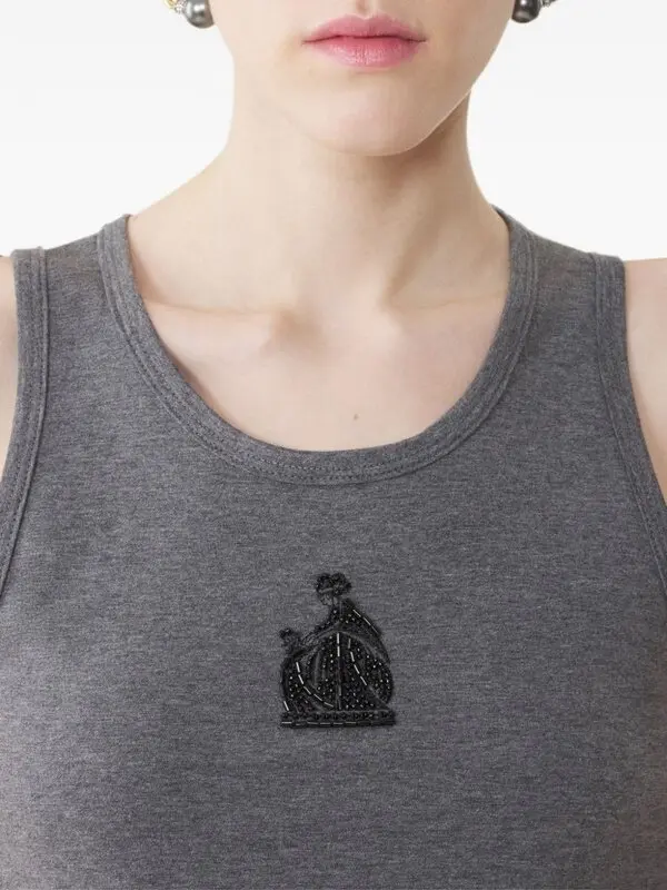 LANVIN Mother And Daughter Embroidered Tank Top - Dark Grey Blend