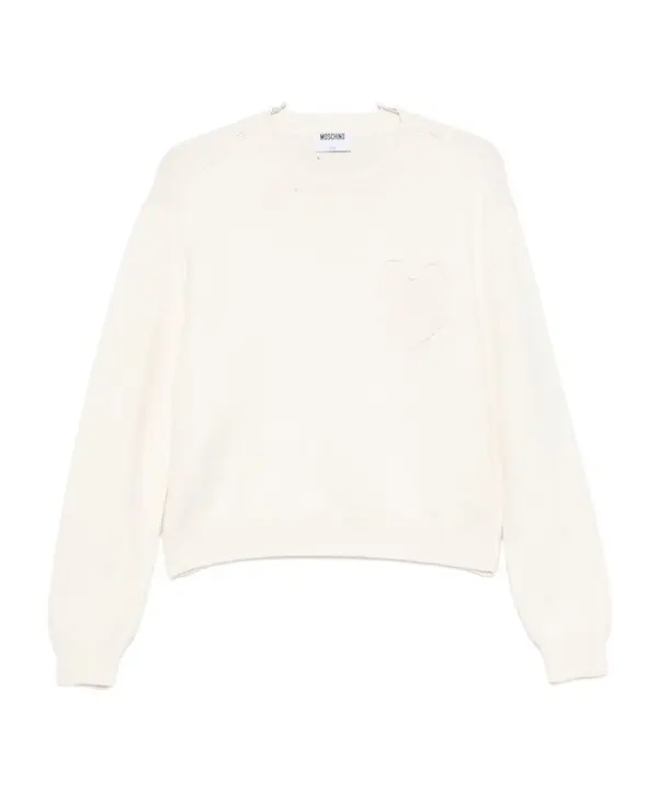 Moschino Heart-motif Crew-neck Sweater - Ivory