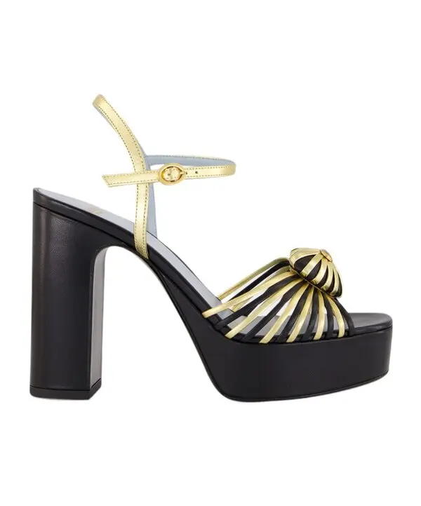 Valentino Garavani Coeur Royal Leather Sandals - Black
