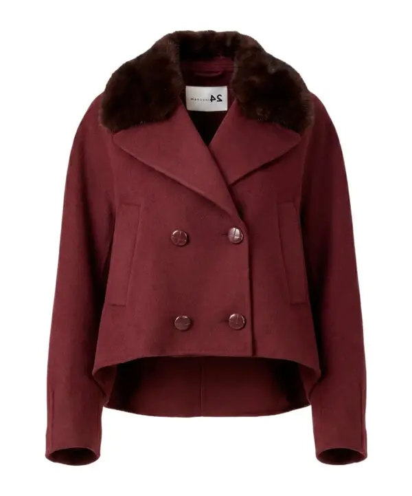 MANZONI 24 Long Sleeve Fur Collar Jacket - Brown