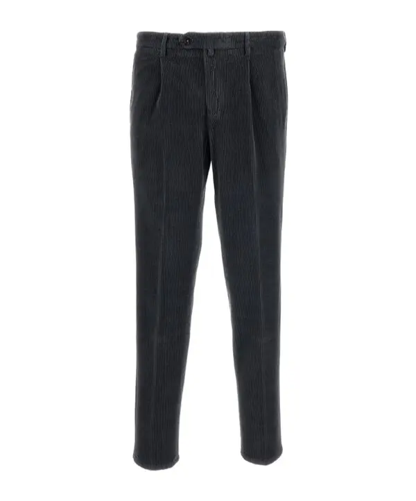 BRIGLIA 1949 Corduroy Trousers With Belt Loops - Black