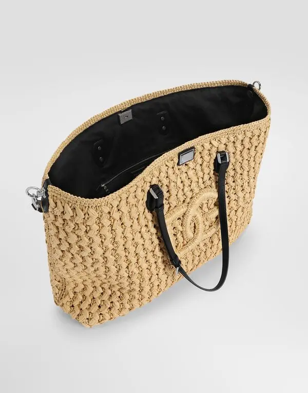 Dolce & Gabbana Dolce Gabbana Dg Logo Raffia-effect Tote Bag