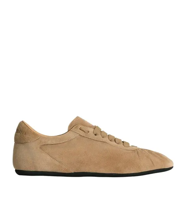 Dolce & Gabbana Soft Ballet Sneakers In Split Calfskin - Beige