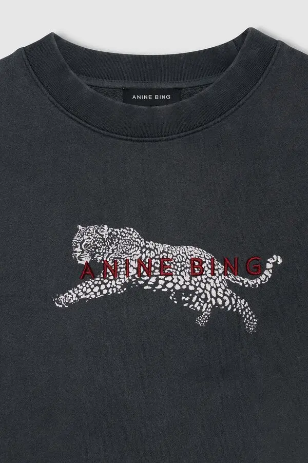 ANINE BING Leopard Print Logo Sweatshirt