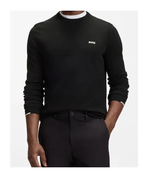 Hugo Boss Crewneck Knit Sweater With Ribbed Details