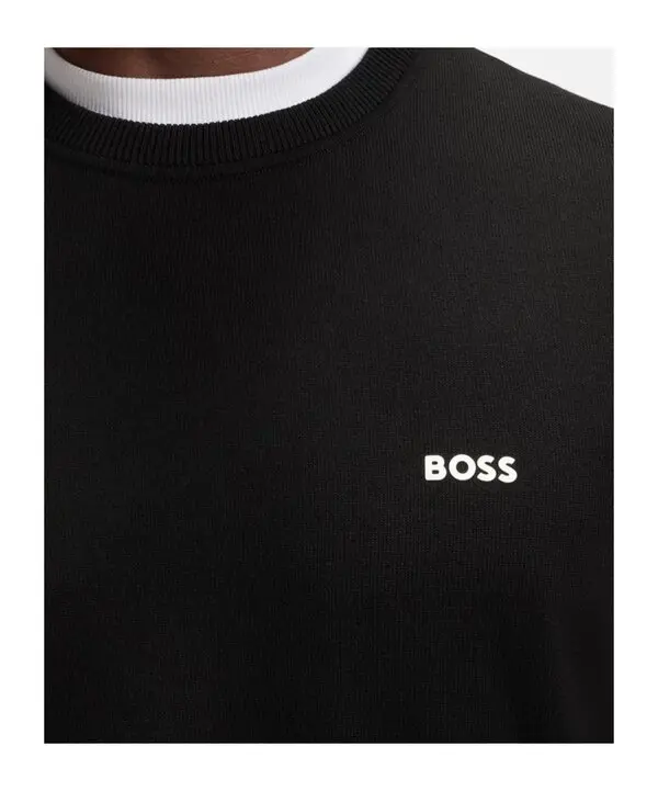 Hugo Boss Crewneck Knit Sweater With Ribbed Details