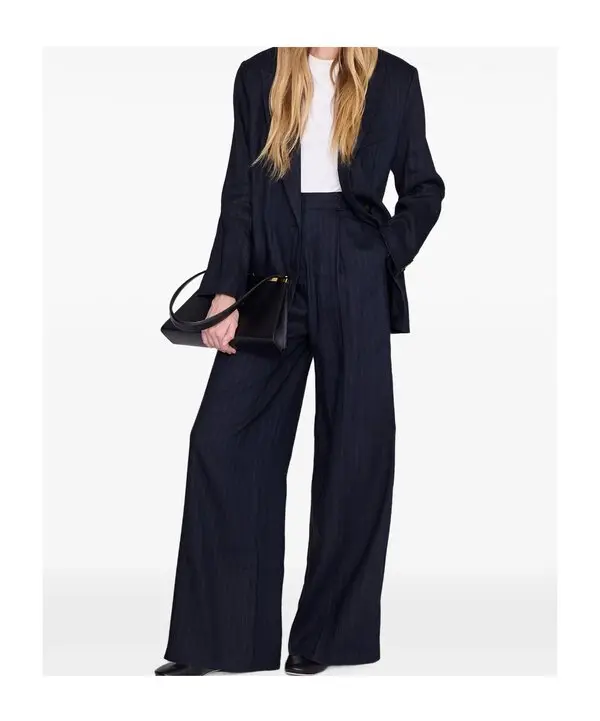ANINE BING Paola Pinstripe Wide-leg Trousers