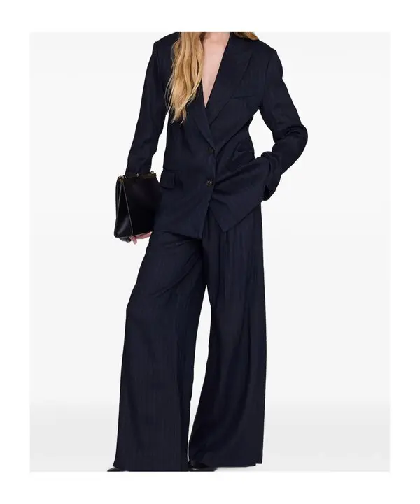 ANINE BING Paola Pinstripe Wide-leg Trousers