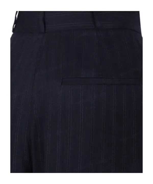 ANINE BING Paola Pinstripe Wide-leg Trousers