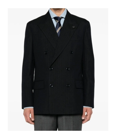 LARDINI Pinstripe Double-breasted Blazer