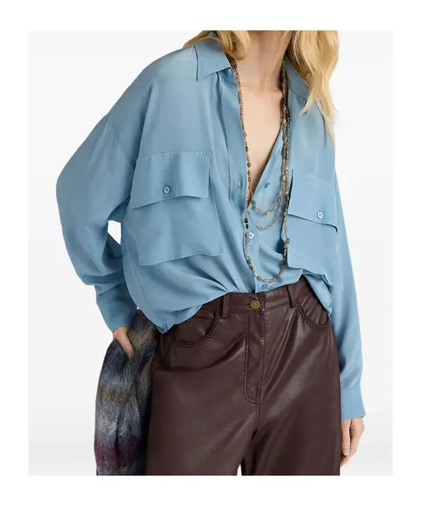 Momoni Pitanga Silk Shirt - Blue
