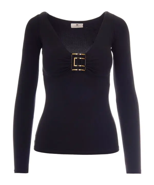 Elisabetta Franchi Long-sleeve Knit Top - Black
